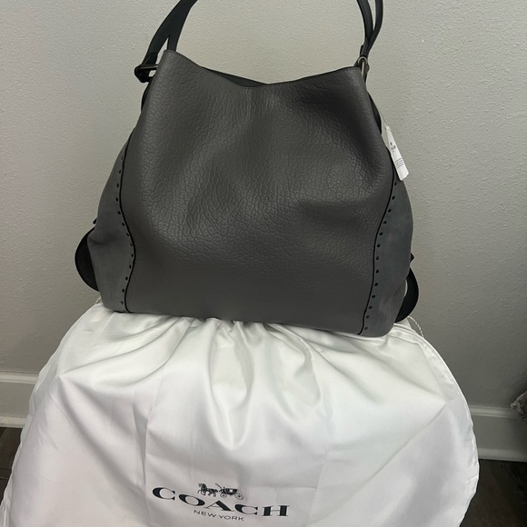 Coach | Bags | Coach Edie Shoulder Bag 42 With Rivets New Gray Matching ...
